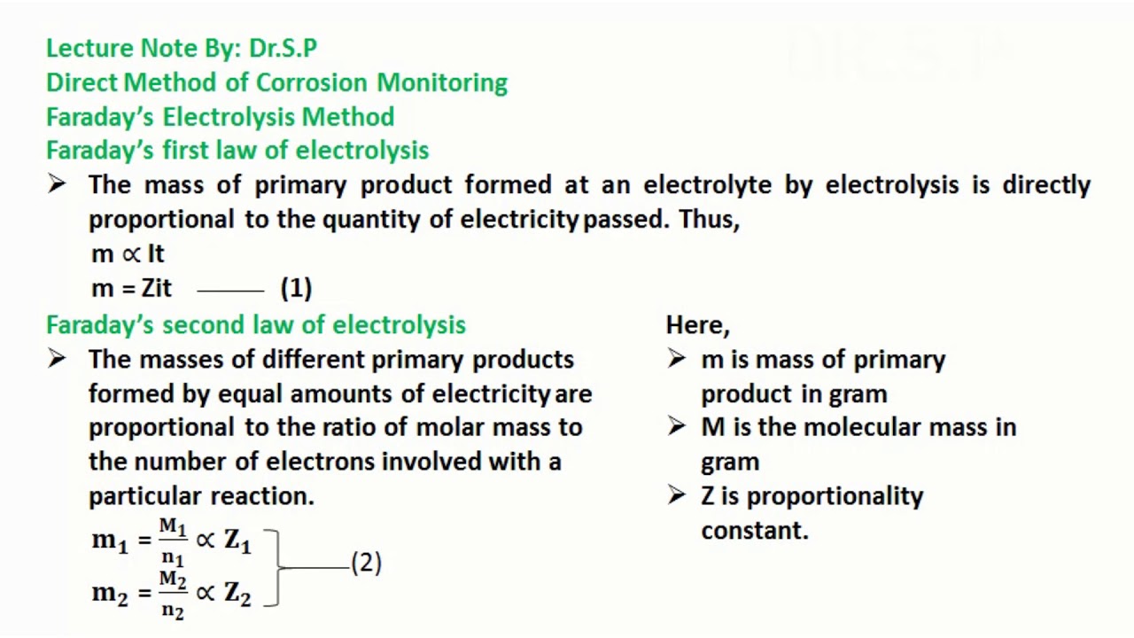 Faraday’s Electrolysis Method of Corrosion Monitoring - YouTube