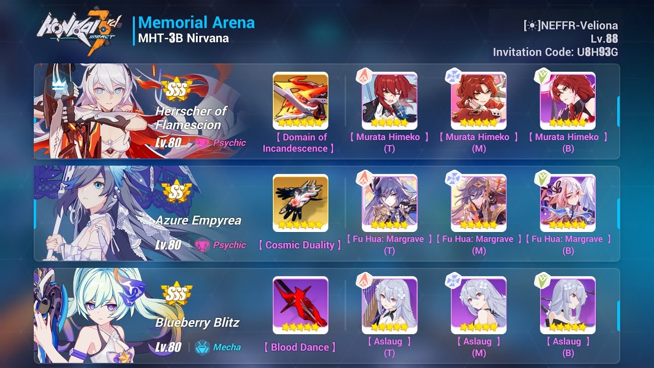 HI3 Memorial Arena EX- SSS MHT-3B Pax Nirvana (Tank) 47808 (HoF AE BB ...
