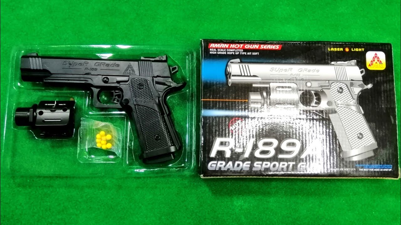 Unboxing Realistic Toy Gun, 6mm BB Air Soft Gun, 6MM Pistol With Laser ...