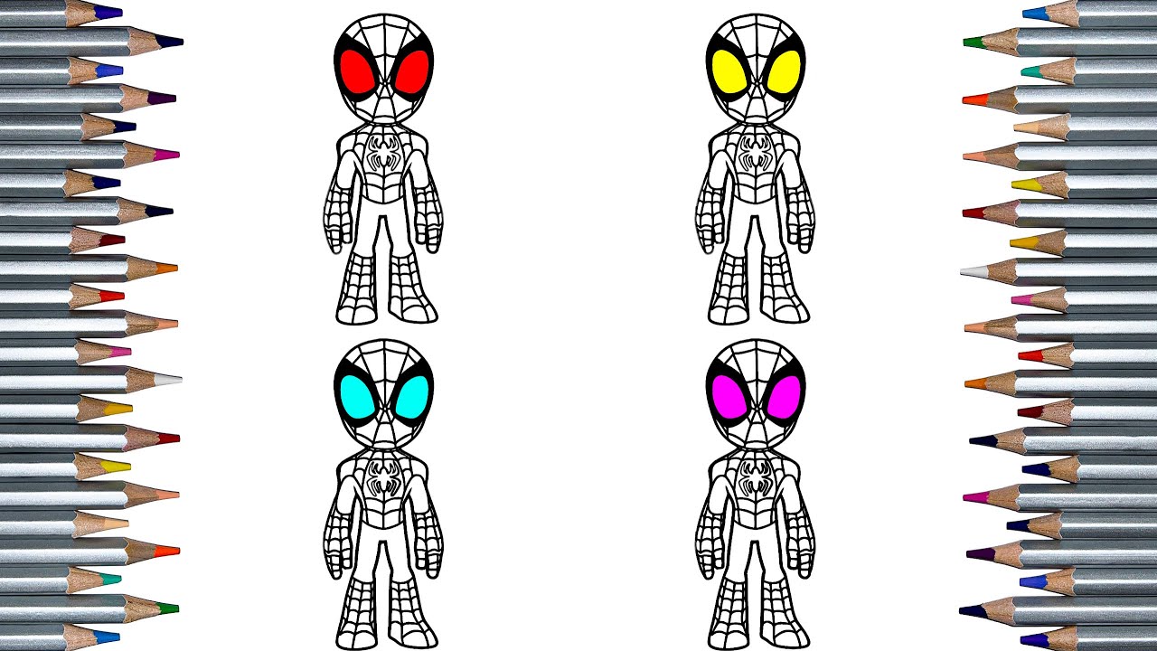 4 Versions of Spiderman - NEW Spider-man Coloring Pages - How to Draw ...