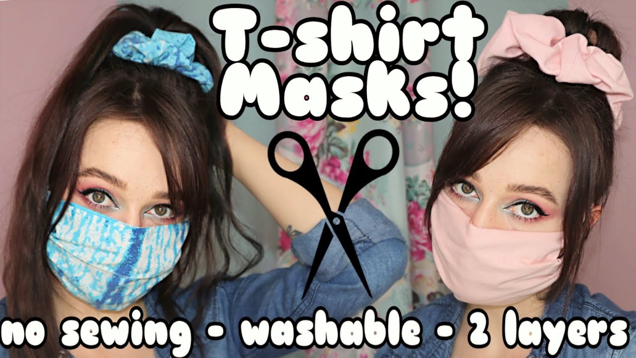 DIY T-Shirt Masks! Double Layer, Washable Fabric Masks | No Sewing/Glue ...