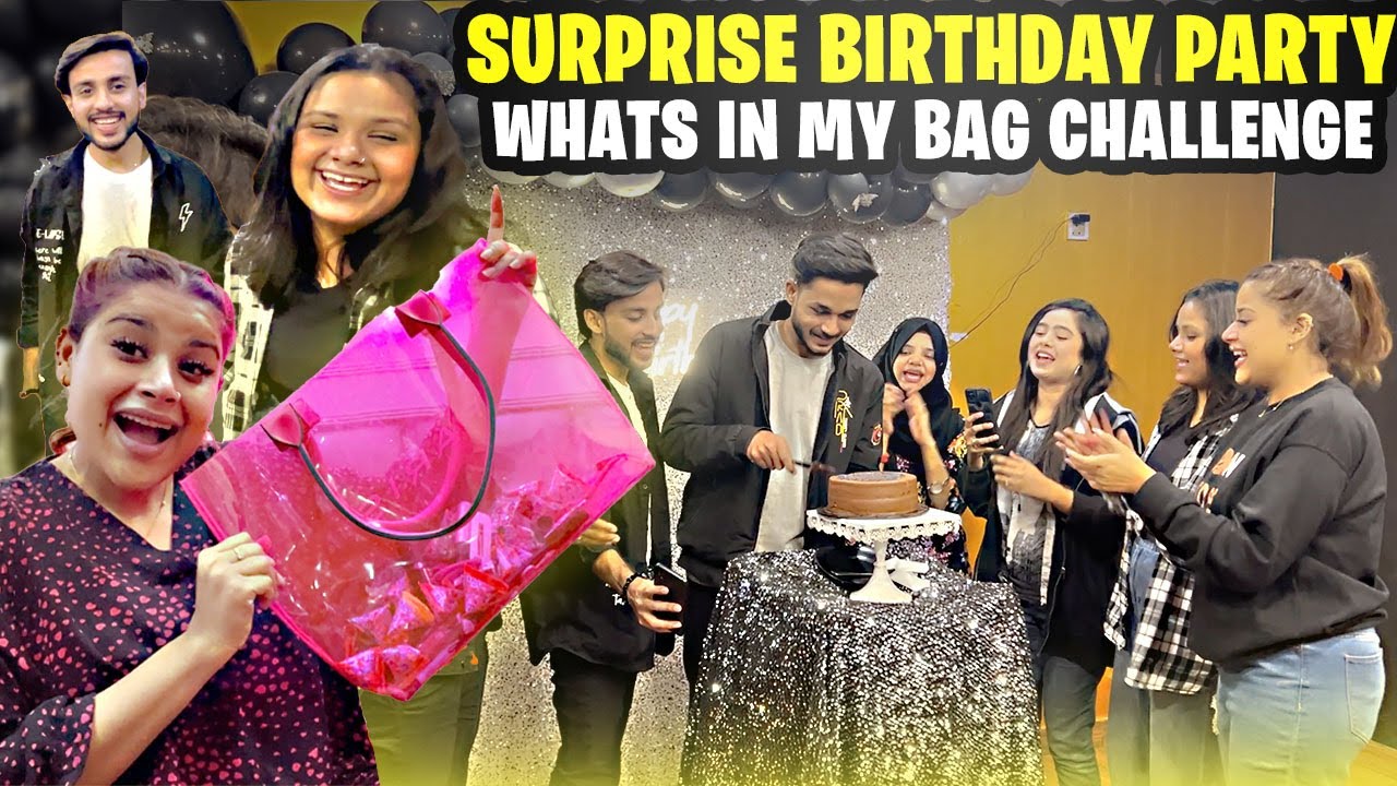 Surprise Birthday Party 😍 What's In My Bag Challenge 😱 - YouTube