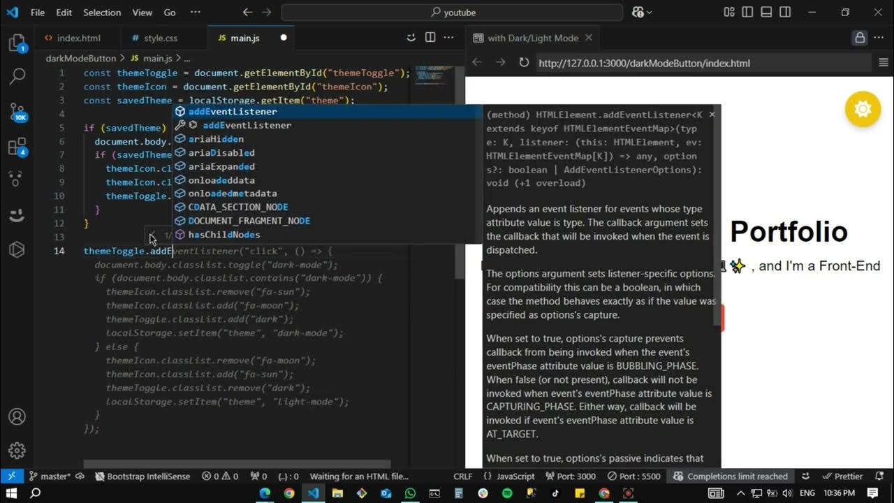 Dark Mode 🌑☀️ | HTML, CSS & JS Tutorial #coding #fyp #javascript #viralvideo # ...