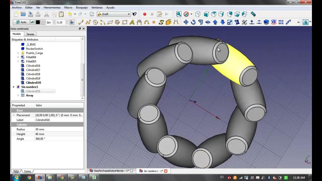 Diseño de Robot Hibrido(parte6) Rueda Omnidireccional FreeCAD - YouTube