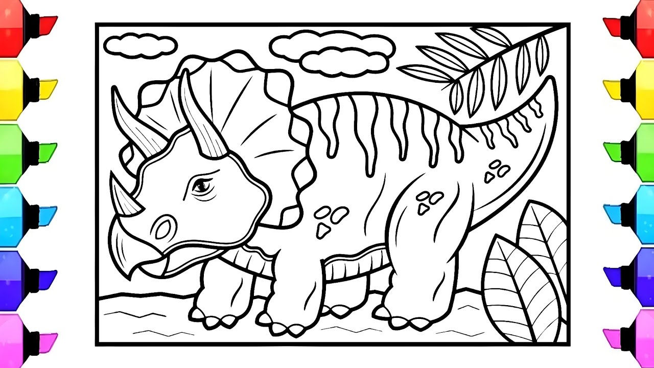 Dinosaur Drawing Easy | T-Rex Drawing, Painting and Coloring for Kids ...