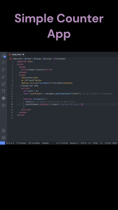 Simple counter App using HTML and JavaScript #codesecret #programming #javascript #viralshort ...