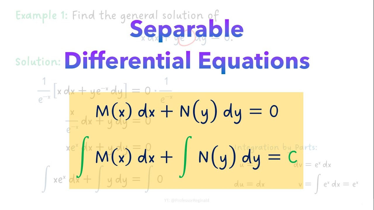 DIFFERENTIAL EQUATIONS | First-Order Separable Equations - YouTube