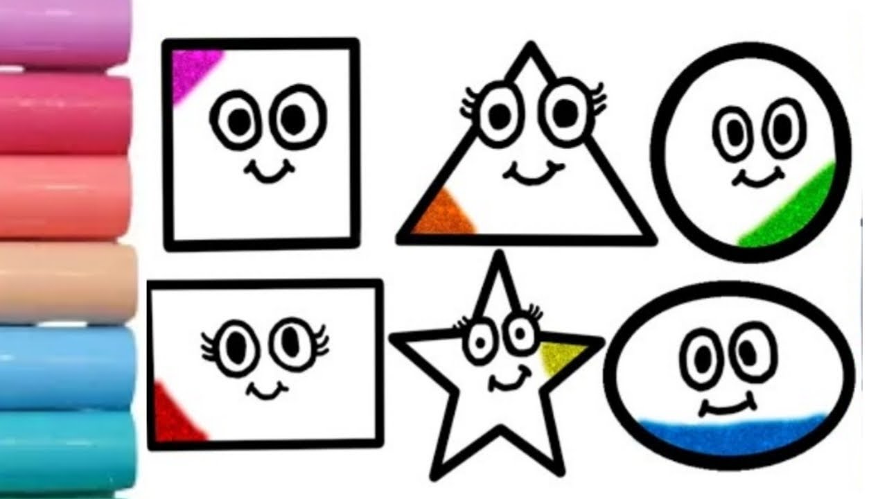 How To Draw Cute And Easy 2d Shapes With Eyes For Kids & Toddlers 🌈 ...