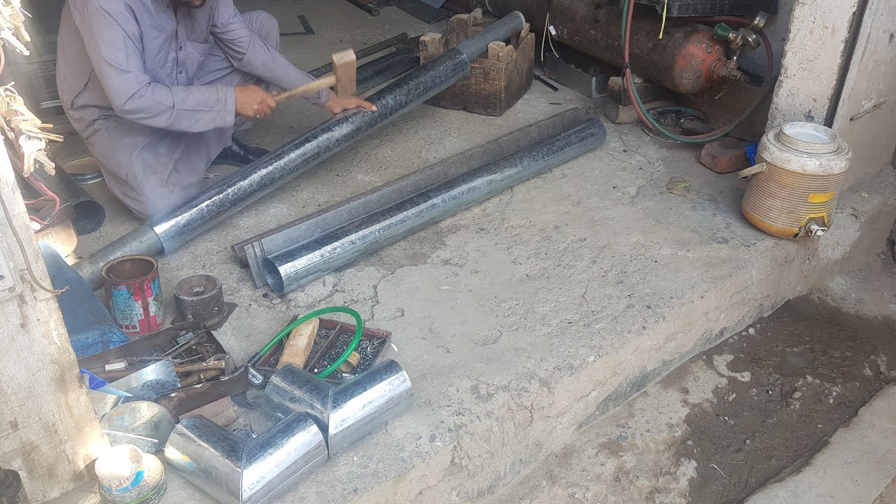 how to make metal sheet pipe / duct - YouTube