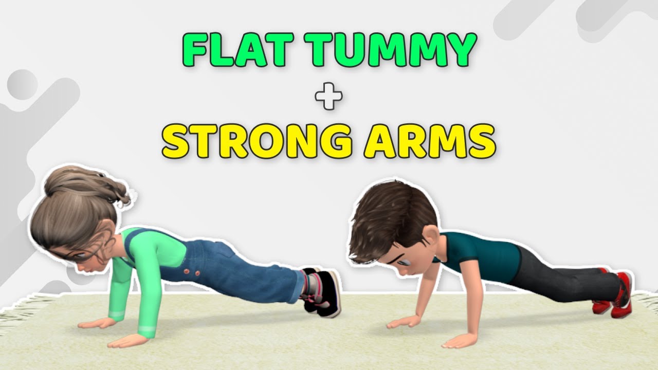 FLAT TUMMY + STRONG ARMS: ARM & CORE EXERCISES FOR KIDS - YouTube