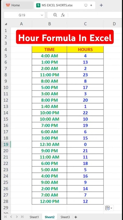 HOUR function in excel | HOUR formula in excel | excel interview questions excel tips & tricks # ...
