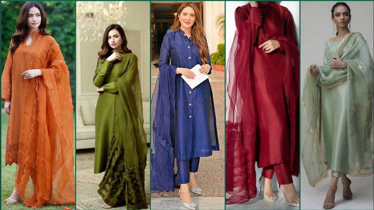 stylish and beautiful plain dress designing ideas||unique stitching ...