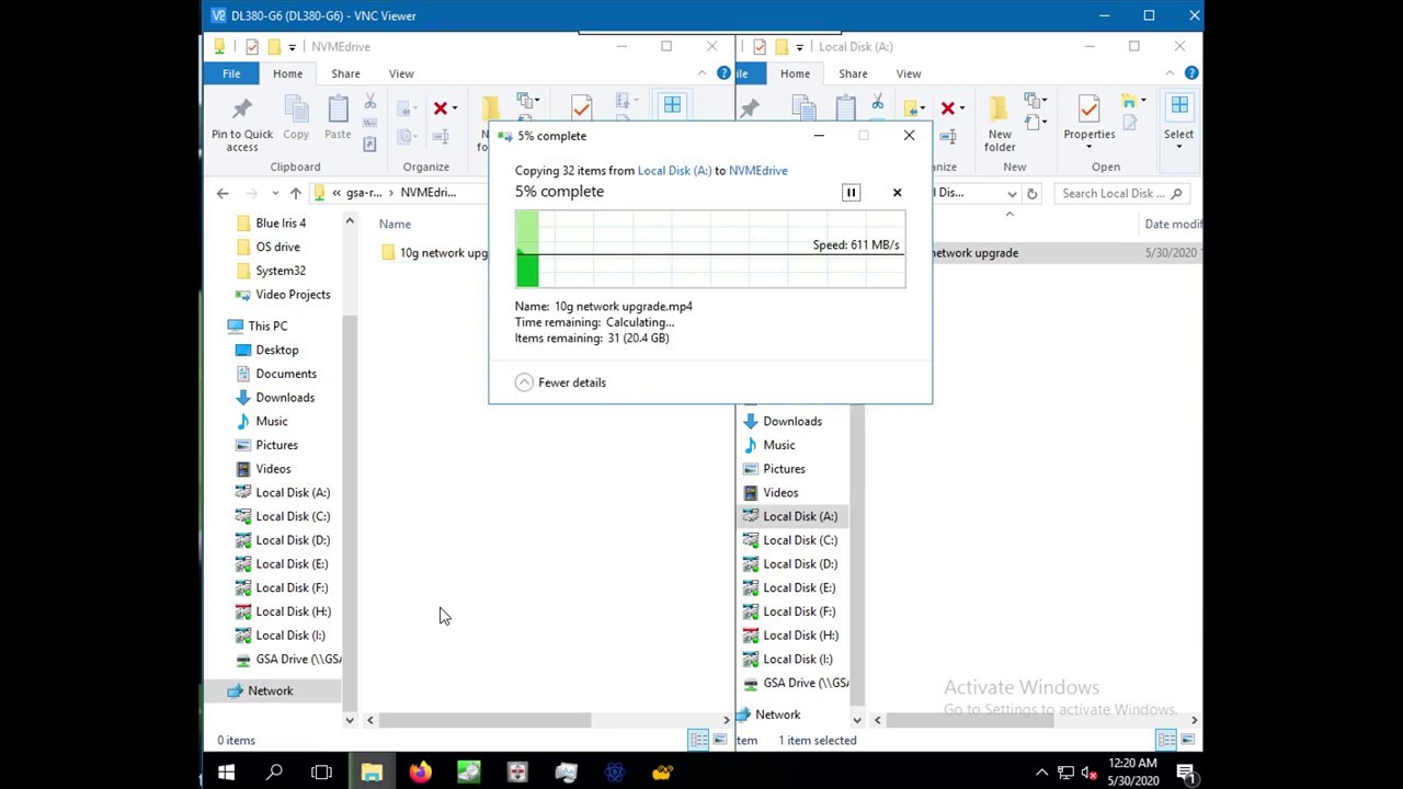 Quick file transfer speed test from ramdisk to nvme over fiber. - YouTube