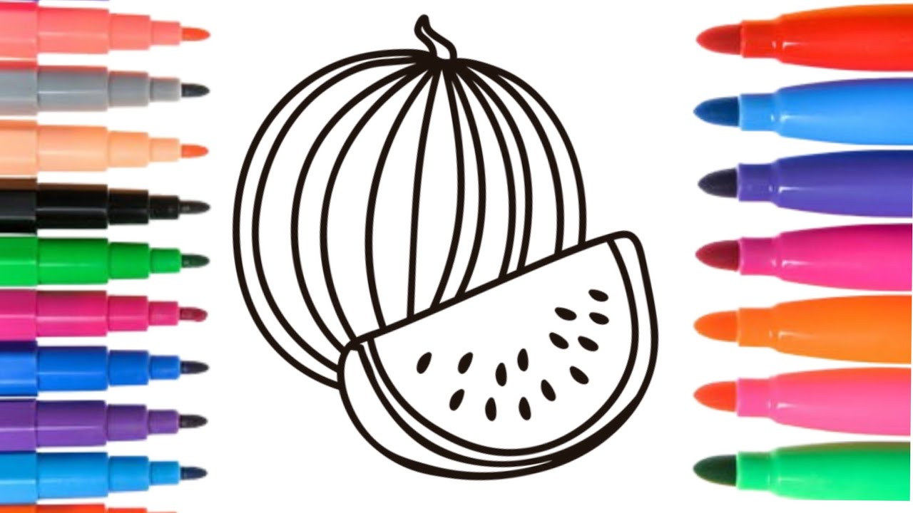 How to draw watermelon | Watch as I draw and color a cute watermelon ...