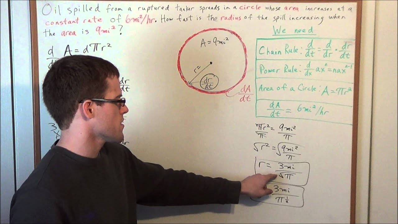 Related Rates (with Circle Area) - Calculus 1 - YouTube