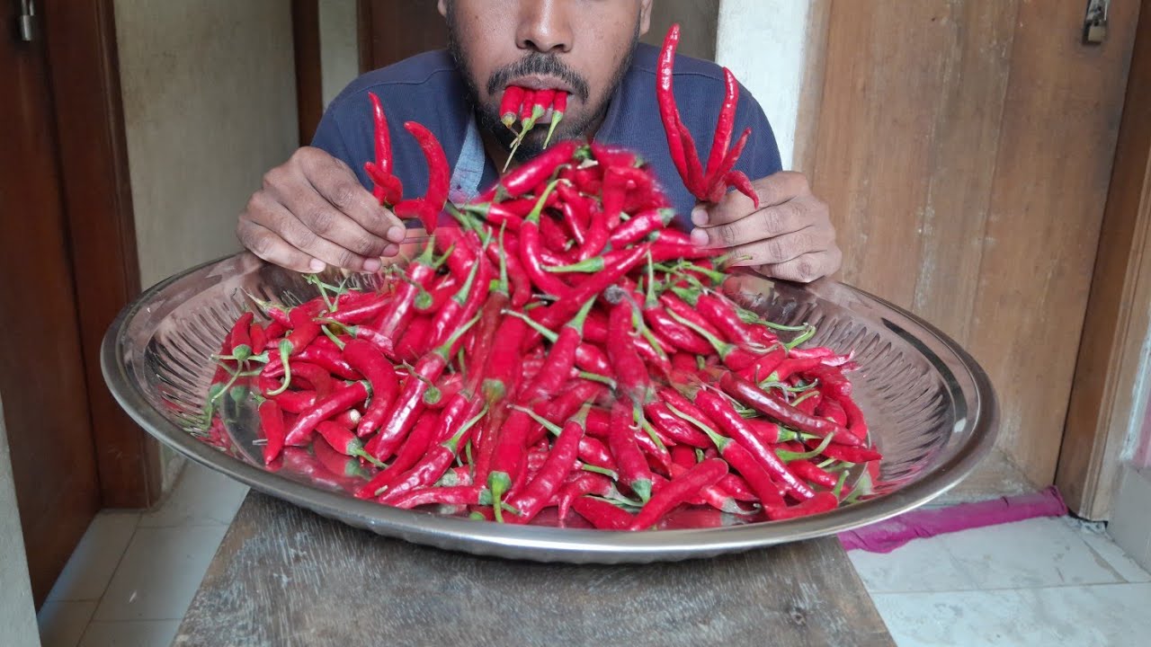 CHILLI EATING | ASMR MUKBANG | HOTTEST CHILLIES 🌶️ | SPICY FOOD EATING ...