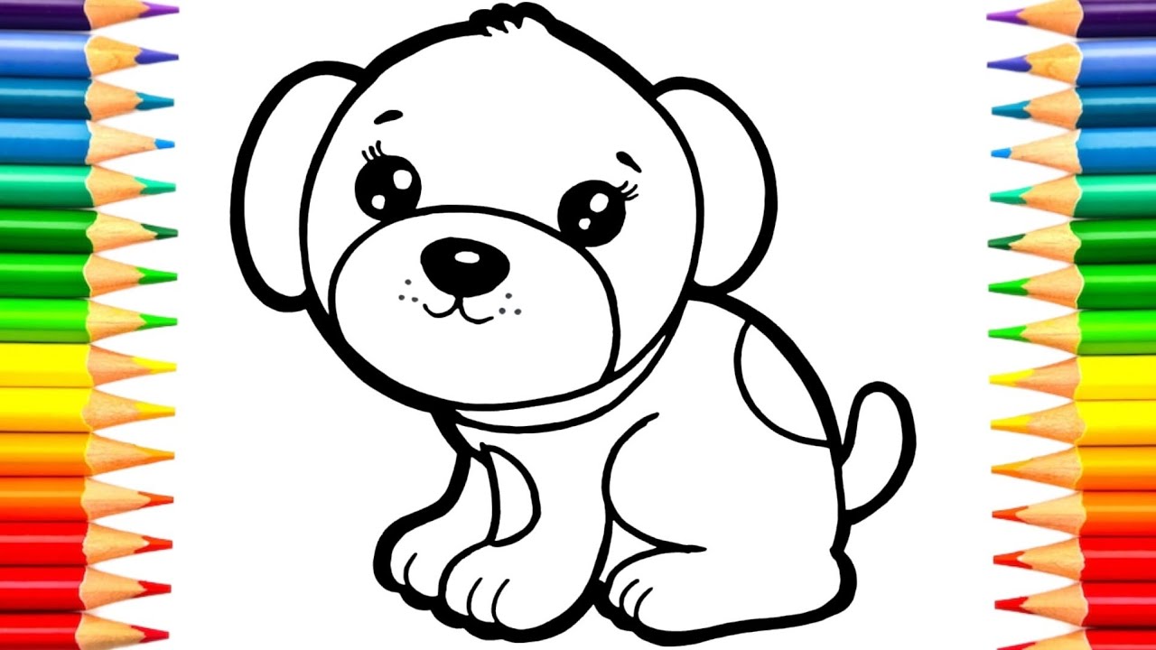 How to draw an dog / cartoon coloring and dog for kids - YouTube