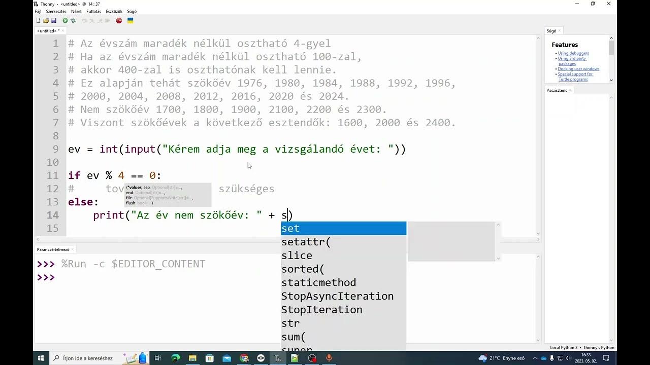 008 - Python - szökőev - YouTube