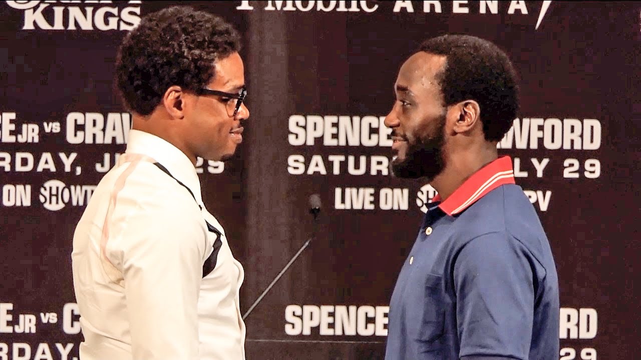 FIRST FACE OFF | Errol Spence vs. Terence Crawford • HEAD TO HEAD in ...