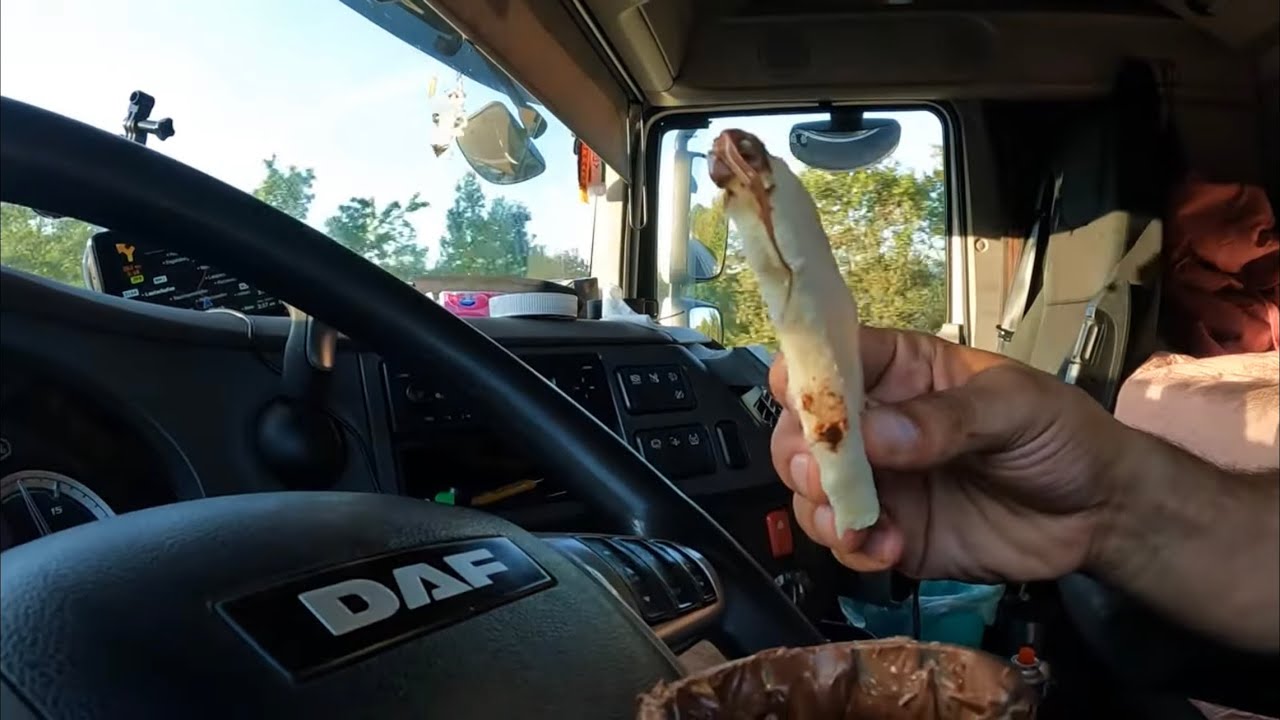 A Very Hungry Truck Driver Eats Nutella behind the Wheel - YouTube