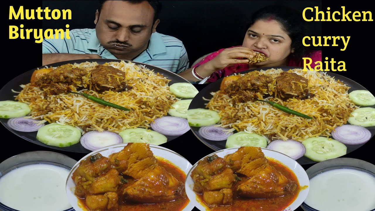 Mutton Biryani Chicken Curry Raita Eating Competition/Bengali Food ...
