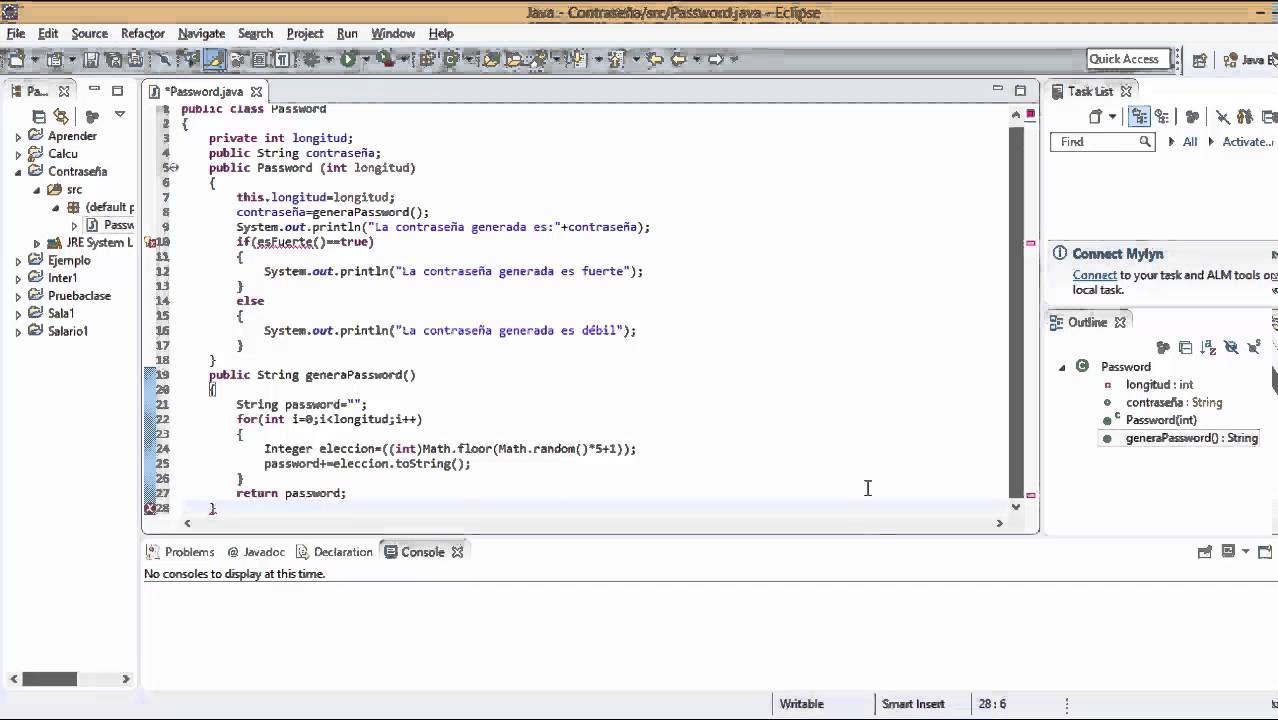 Código para generar un "Password" en Java - YouTube