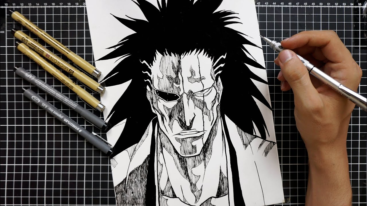 How to Draw Zaraki Kenpachi | Manga Bleach | Easy Tutorial Drawing ...