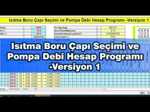 Isıtma Boru Çapı Seçimi ve Pompa Debi Hesap Programı -Versiyon 1