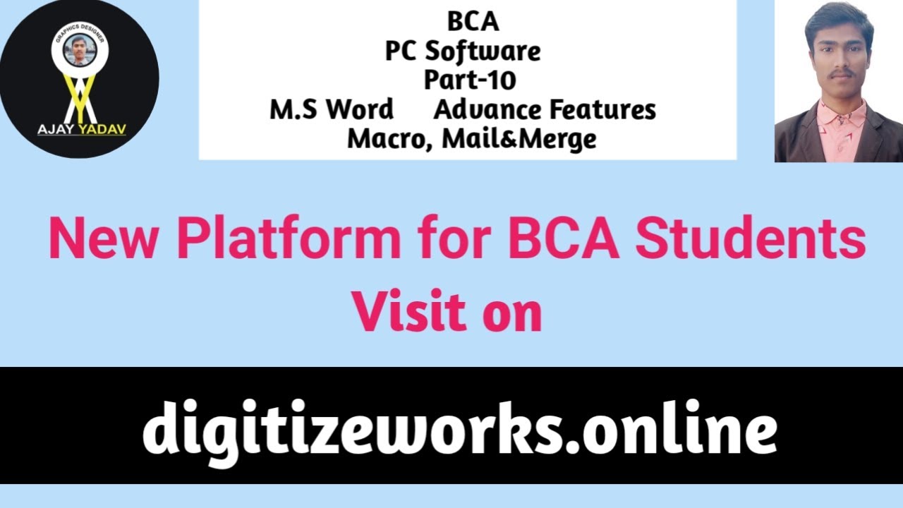 BCA PC Software Part-10 M.S Word Advance Features Macro,Mail&Merge ...