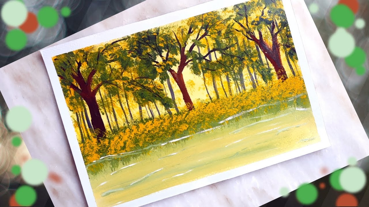 Forest painting for beginners / step by step forest painting with ...