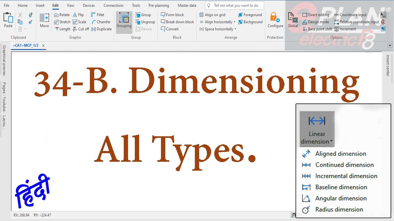 E-34-B. Dimensioning All Types || Eplan tutorial for beginners in Hindi. - YouTube