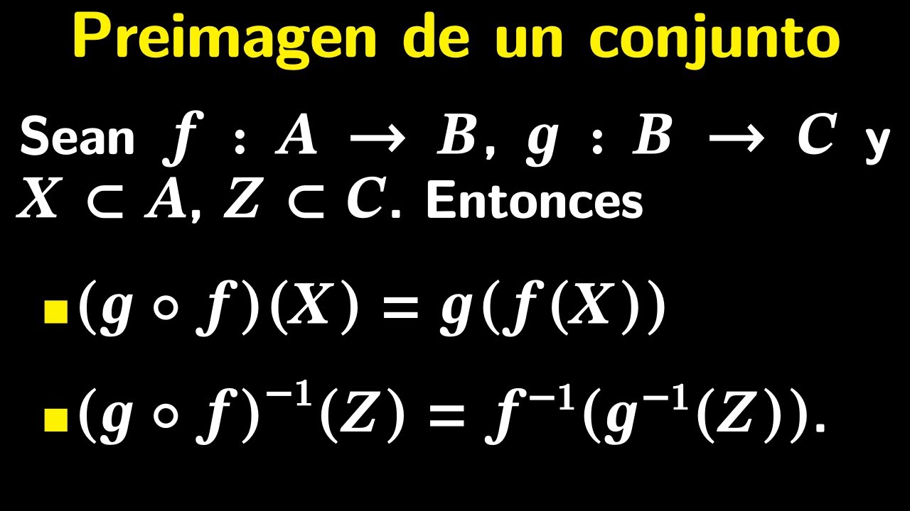 Imagen y preimagen de un conjunto por la composición de funciones - YouTube