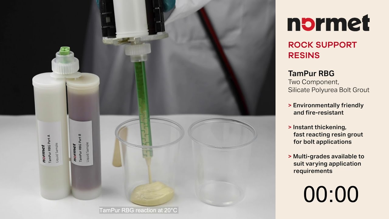 Normet TamPur RBG - Rock Bolt Grout Reaction Video - YouTube