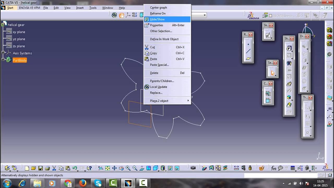 helical gear CATIA V5 design using multisection solid command - YouTube