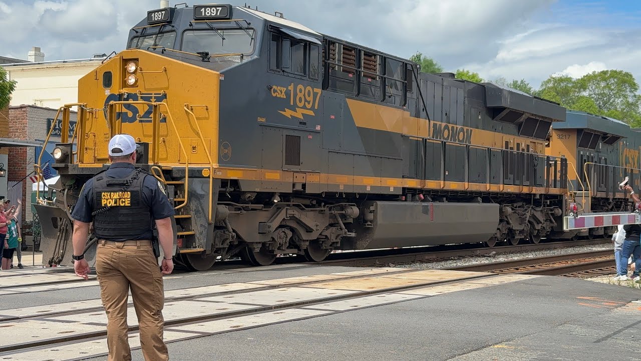CSX #1897 Monon heritage unit leads I031-26 through Ashland, Va on 04: ...