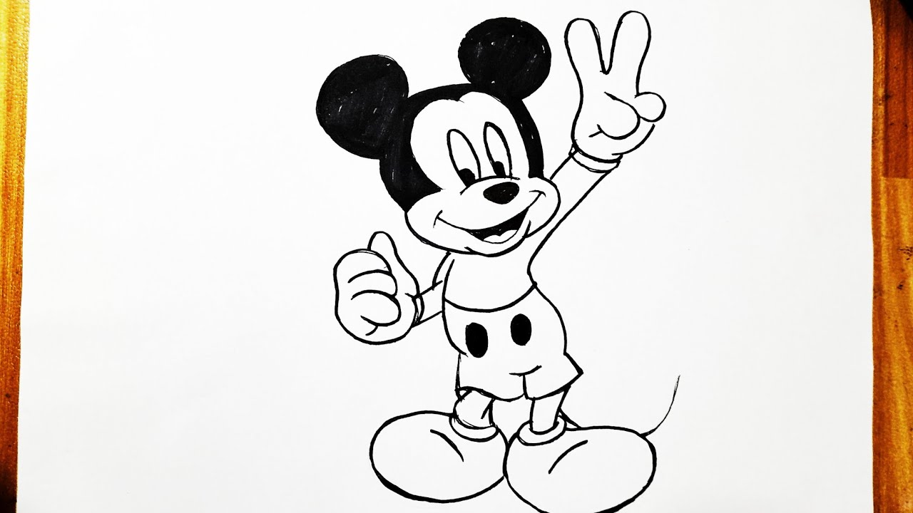 How To Draw Mickey Mouse Easy Step By Step || Cartoon Drawing - YouTube