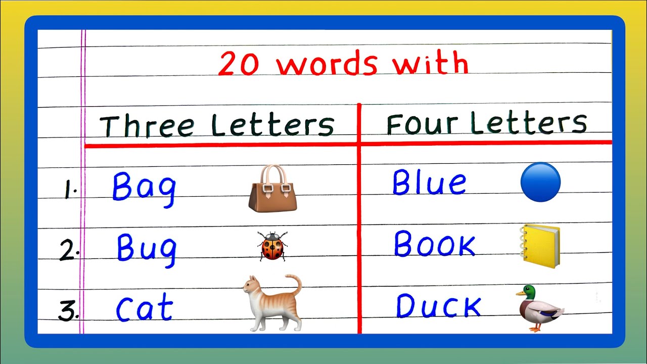 Three and Four Letter Words | 20 Three and Four Letter Words | Three ...