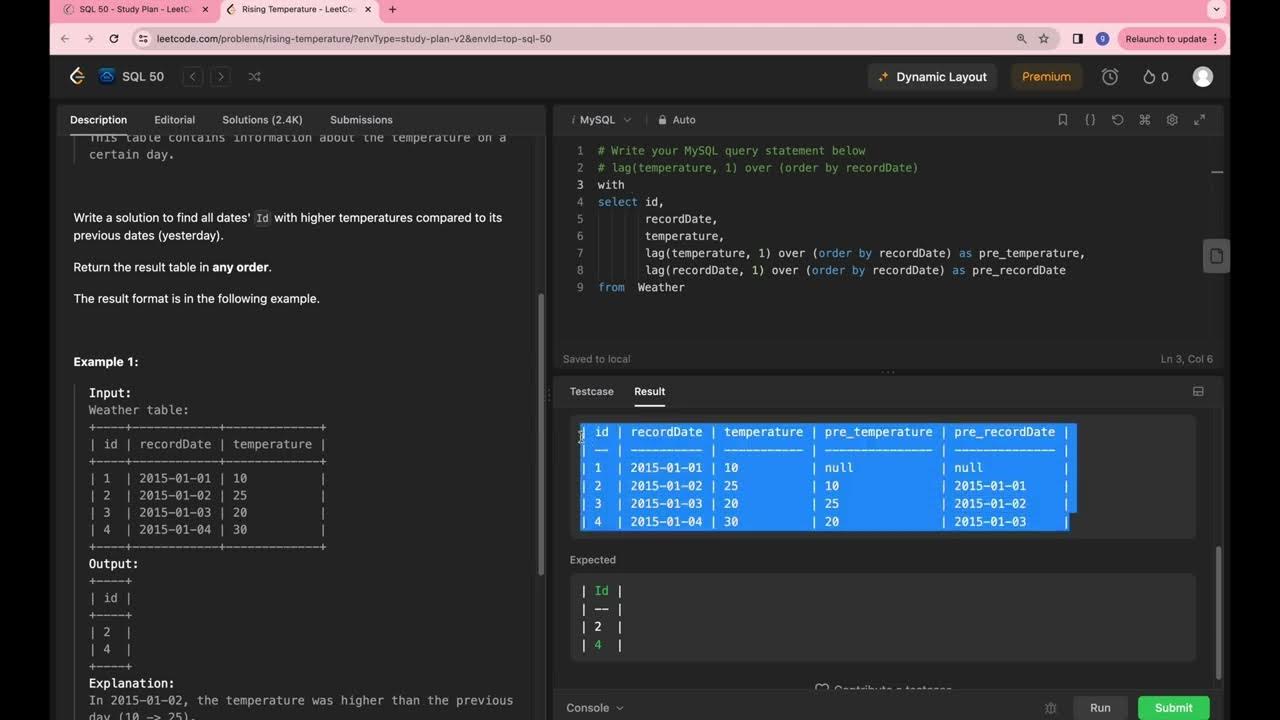 Leetcode Sql 50 197 Rising Temperature Solution Youtube
