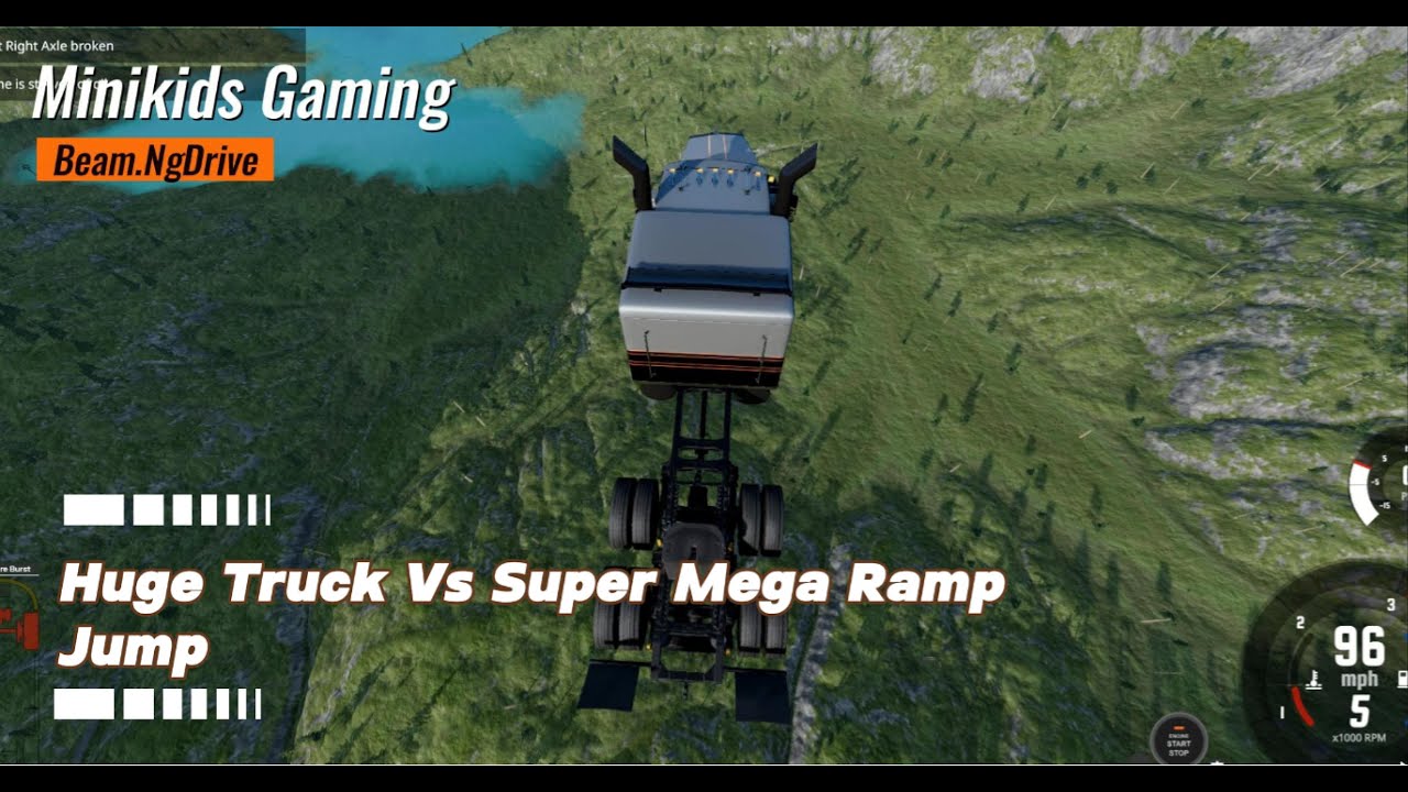 Super Mega Ramp Jump Test With Huge Truck Cars #2 - BeamNG Drive - Mini ...