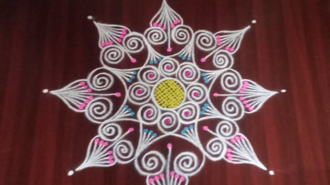 simple creative kolam /colourful rangoli kolam/easy kolam design - YouTube
