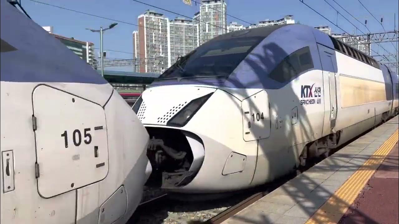 행신발 여수EXPO행 KTX-산천 9507열차+507열차 익산역 진입(105호기+104호기) - YouTube