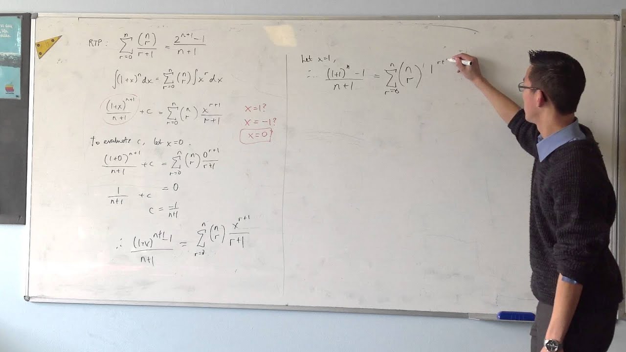 Finite Series w/ Binomial Coefficients: Integration (2 of 2) - YouTube