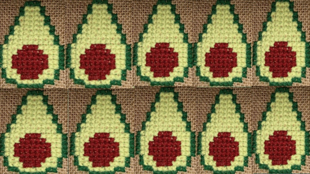 Ason Selai.Cross Stitch Avocado Fruit Cross Stitch Beginner Woolen Hand ...