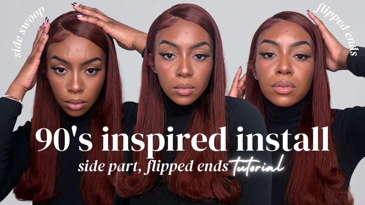 90's Inspired Side Part Flipped Ends Tutorial ft. Nadula Hair | Red Wig ...