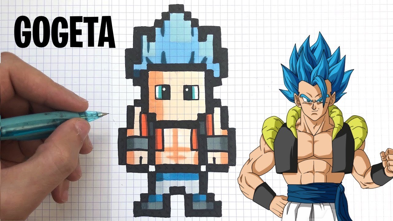 COMO DIBUJAR GOGETA GOD PIXEL ART DRAGON BALL - YouTube