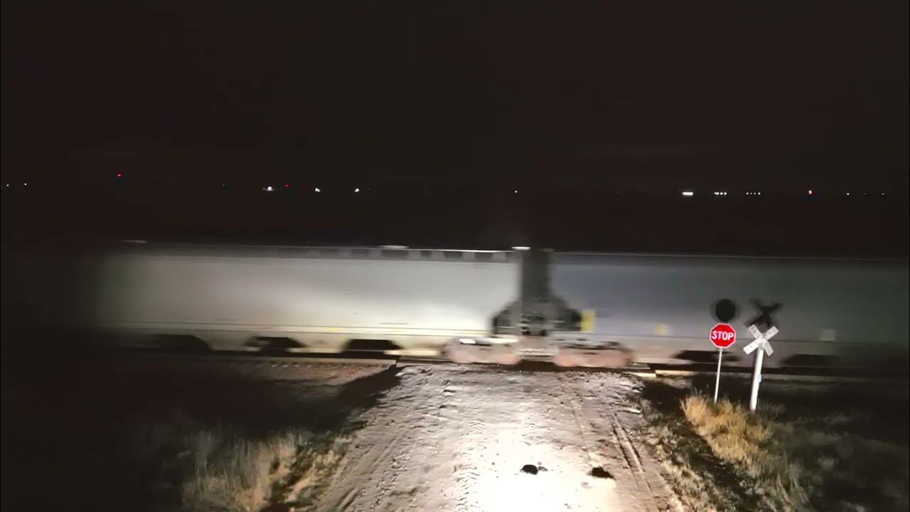 Drone video of very long southbound UP train at night on the Spine Line - YouTube
