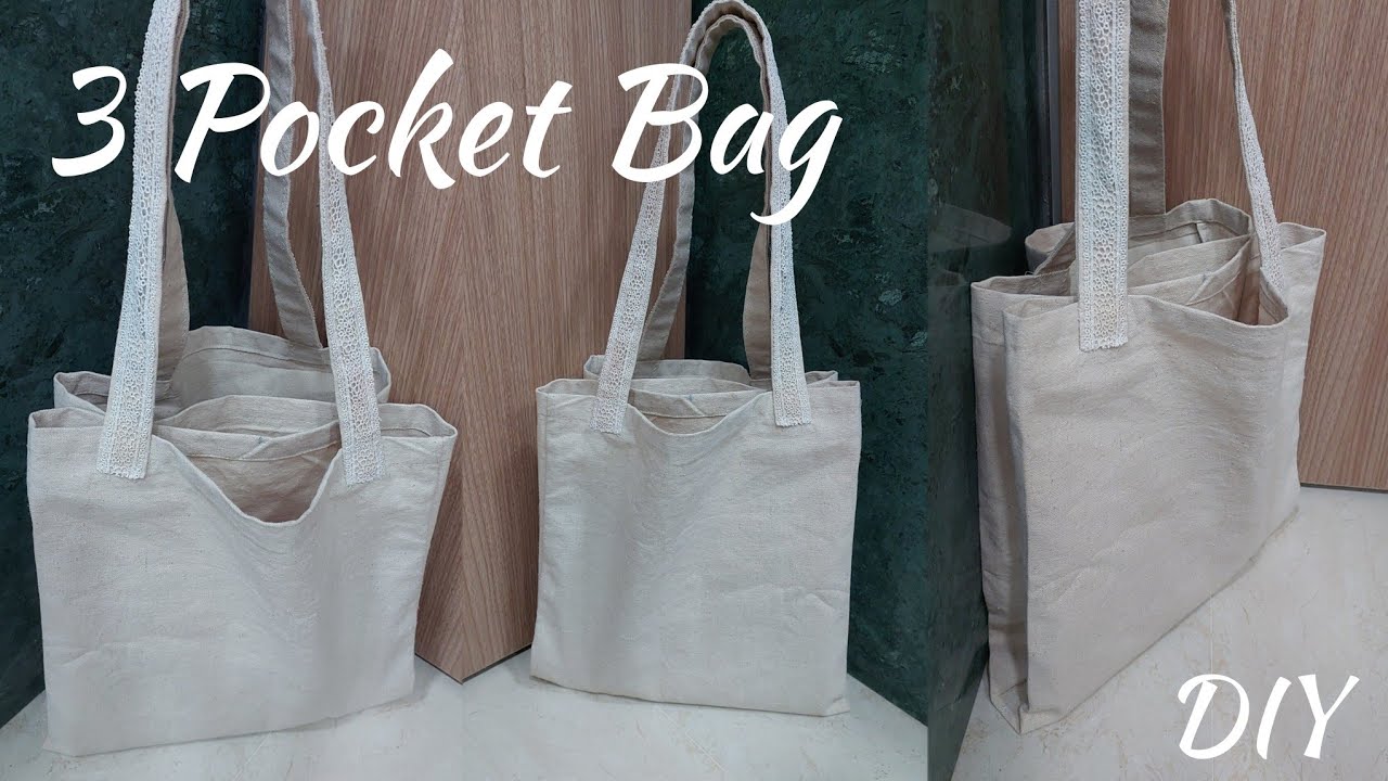 Easy Tote Bag With Three Pockets And Only One Piece Of Fabric, Ecobag Sewing Tutorial - YouTube