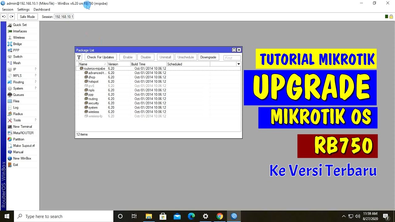 TUTORIAL CARA UPGRADE ROUTER MIKROTIK KE VERSI TERBARU (MIKROTIK RB750 ...