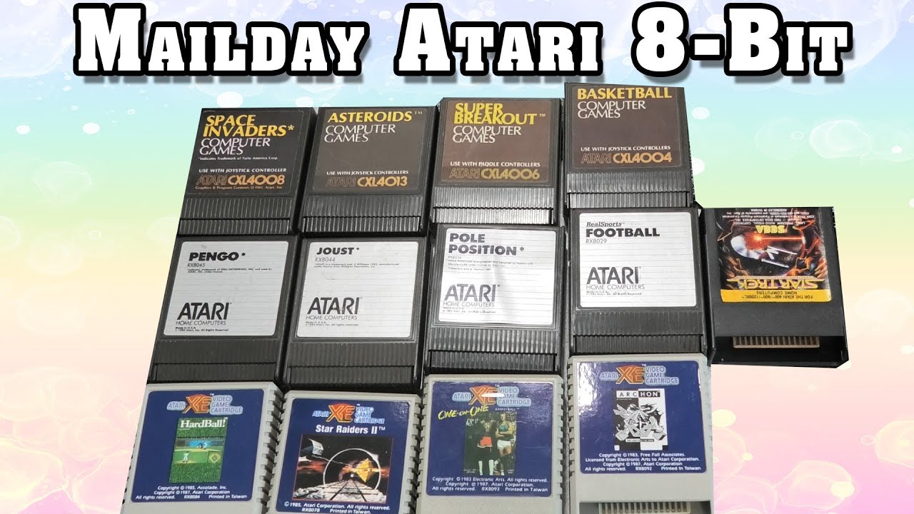 Atari 8-Bit Mailday and Gameplay - Asteroids, Pengo, Basketball ...
