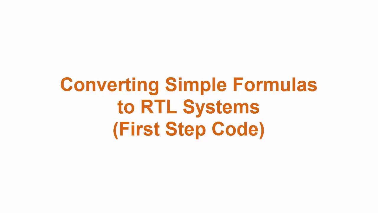 Conversion of Formula to RTL - YouTube